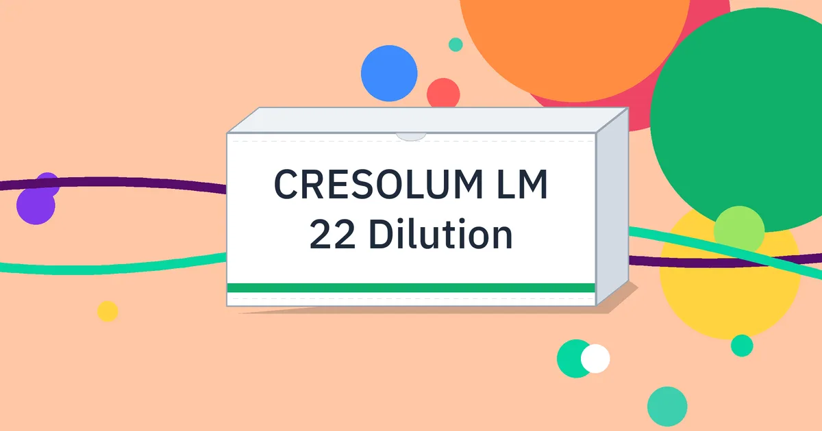Symbolbild: Packung mit der Aufschrift CRESOLUM LM 22 Dilution (PZN 13456440) – Verfügbarkeit und Bezug in Apotheken in Frankfurt am Main