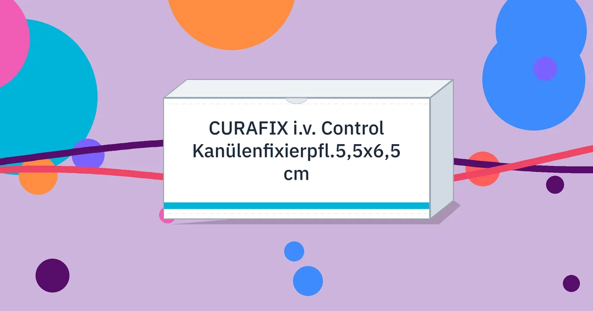 Symbolbild: Packung mit der Aufschrift CURAFIX i.v. Control Kanülenfixierpfl.5,5x6,5 cm (PZN 14212384) – Verfügbarkeit und Bezug in Apotheken in Frankfurt am Main