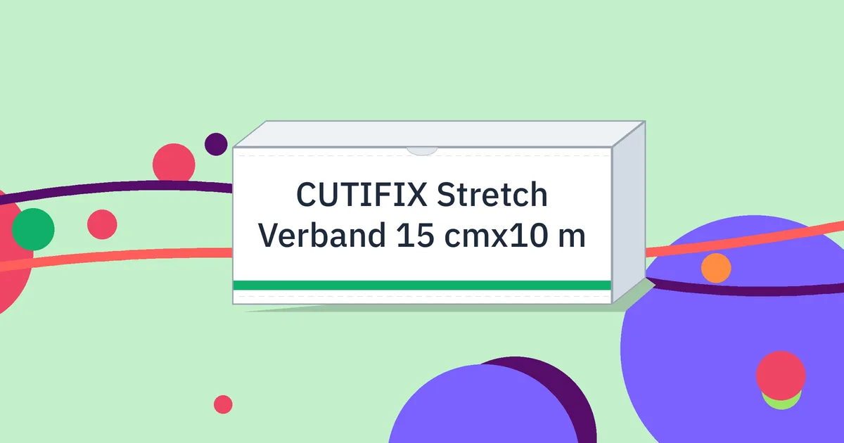 Symbolbild: Packung mit der Aufschrift CUTIFIX Stretch Verband 15 cmx10 m (PZN 05893592) – Verfügbarkeit und Bezug in Apotheken in Frankfurt am Main