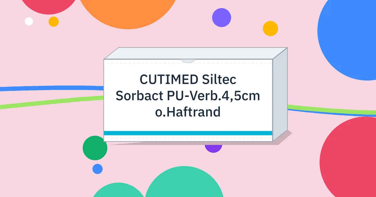 Symbolbild: Packung mit der Aufschrift CUTIMED Siltec Sorbact PU-Verb.4,5cm o.Haftrand (PZN 20344374) – Verfügbarkeit und Bezug in Apotheken in Frankfurt am Main