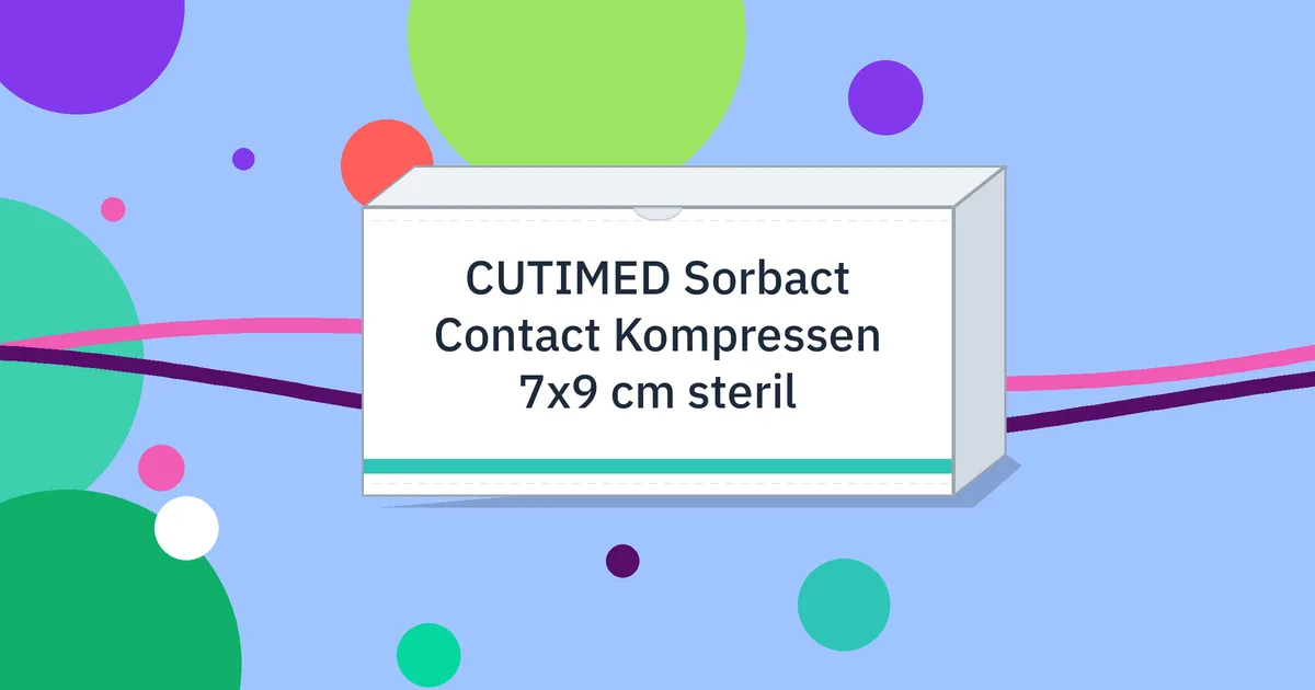 Symbolbild: Packung mit der Aufschrift CUTIMED Sorbact Contact Kompressen 7x9 cm steril (PZN 20419741) – Verfügbarkeit und Bezug in Apotheken in Frankfurt am Main