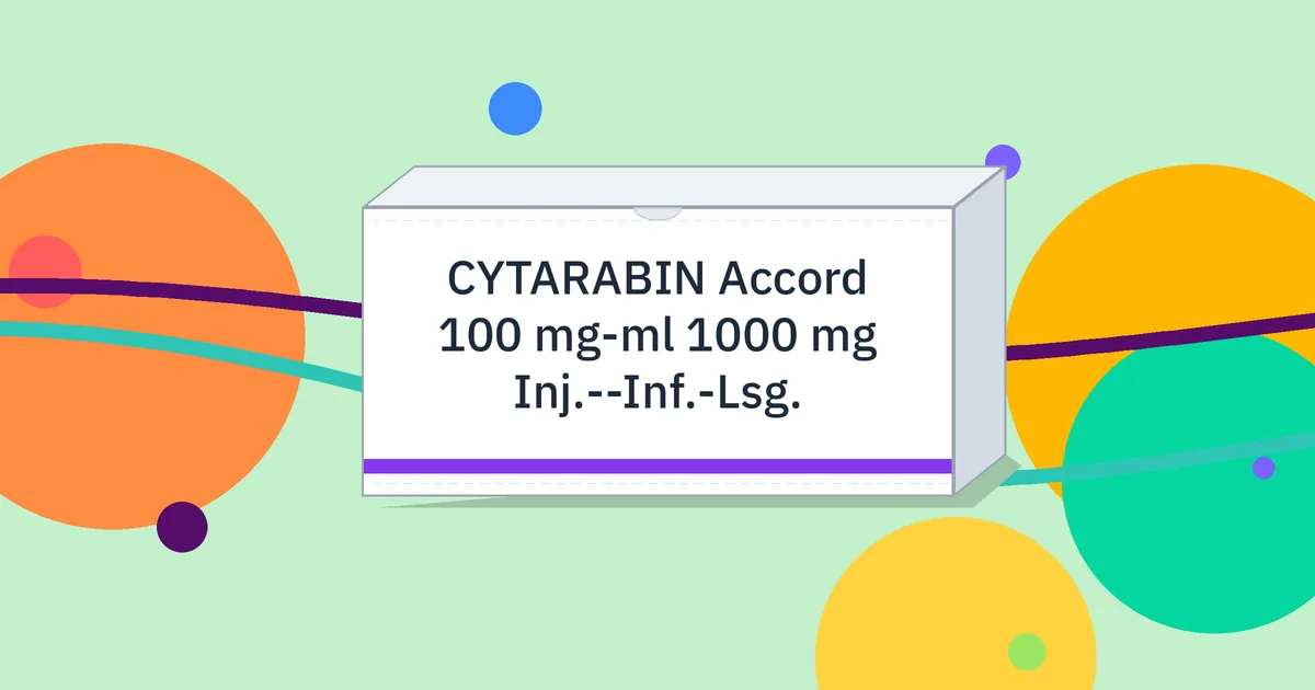 Symbolbild: Packung mit der Aufschrift CYTARABIN Accord 100 mg-ml 1000 mg Inj.--Inf.-Lsg. (PZN 10014078) – Verfügbarkeit und Bezug in Apotheken in Frankfurt am Main