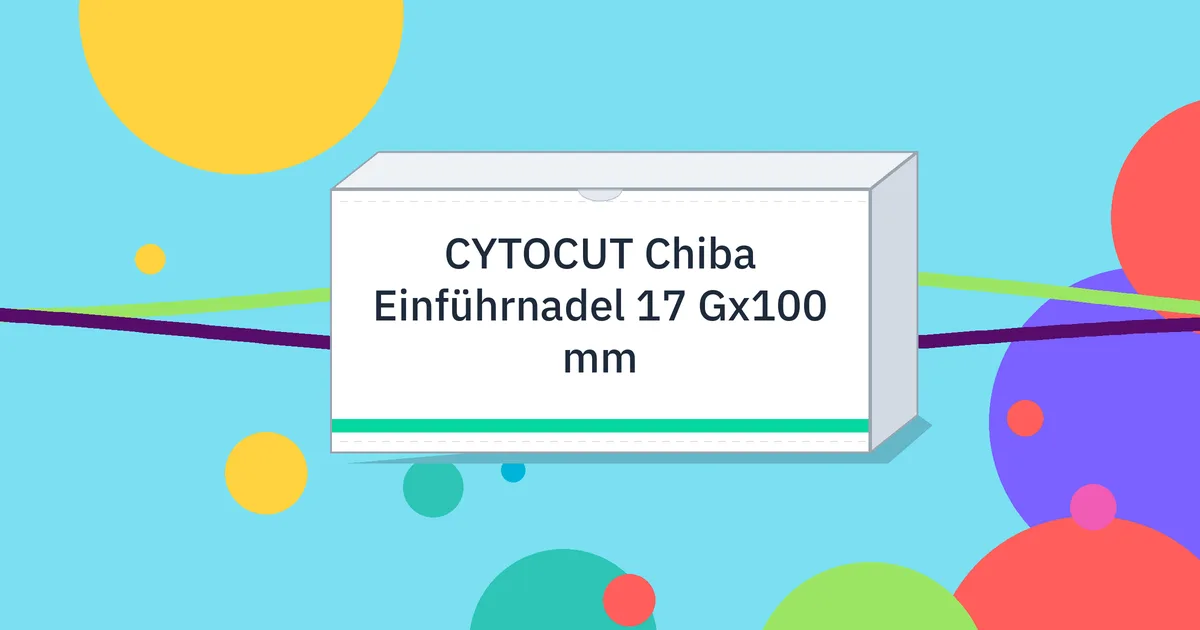 Symbolbild: Packung mit der Aufschrift CYTOCUT Chiba Einführnadel 17 Gx100 mm (PZN 16919047) – Verfügbarkeit und Bezug in Apotheken in Frankfurt am Main