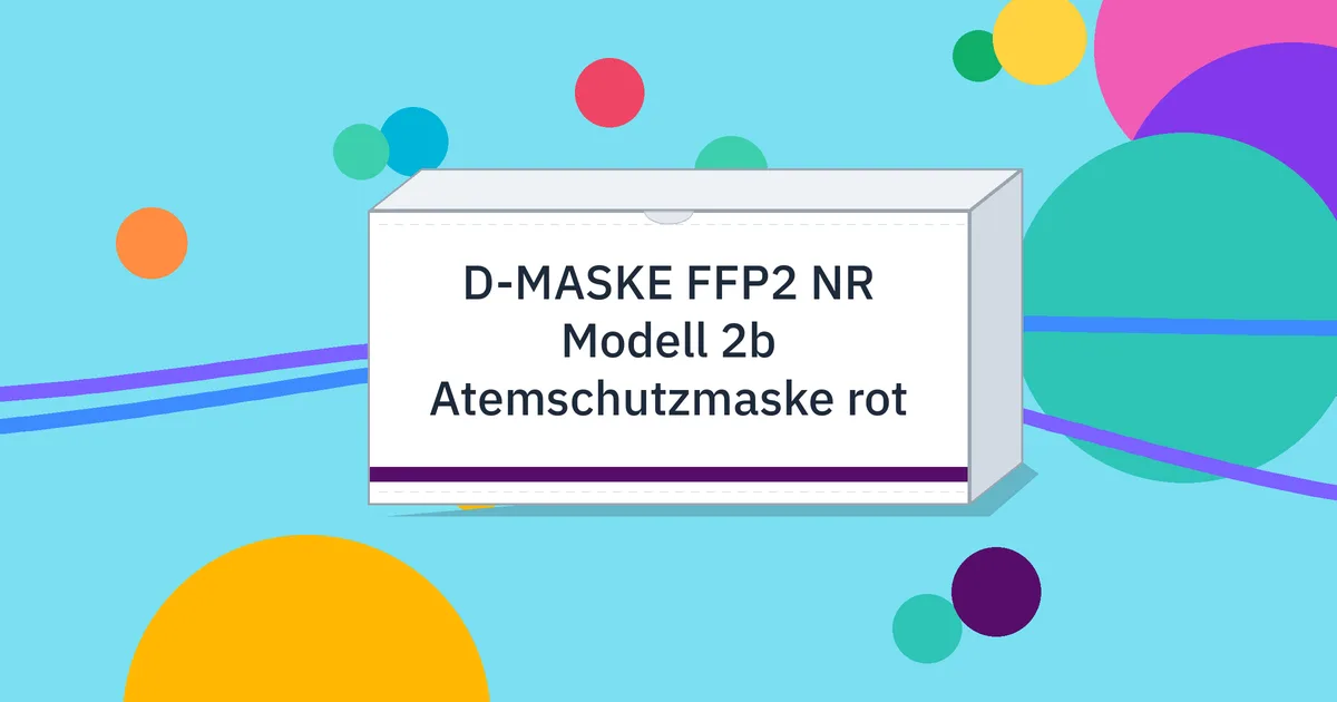 Symbolbild: Packung mit der Aufschrift D-MASKE FFP2 NR Modell 2b Atemschutzmaske rot (PZN 18401857) – Verfügbarkeit und Bezug in Apotheken in Frankfurt am Main