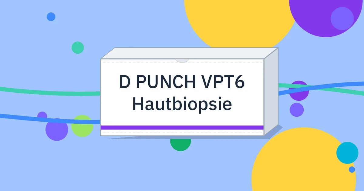 Symbolbild: Packung mit der Aufschrift D PUNCH VPT6 Hautbiopsie (PZN 19250768) – Verfügbarkeit und Bezug in Apotheken in Frankfurt am Main