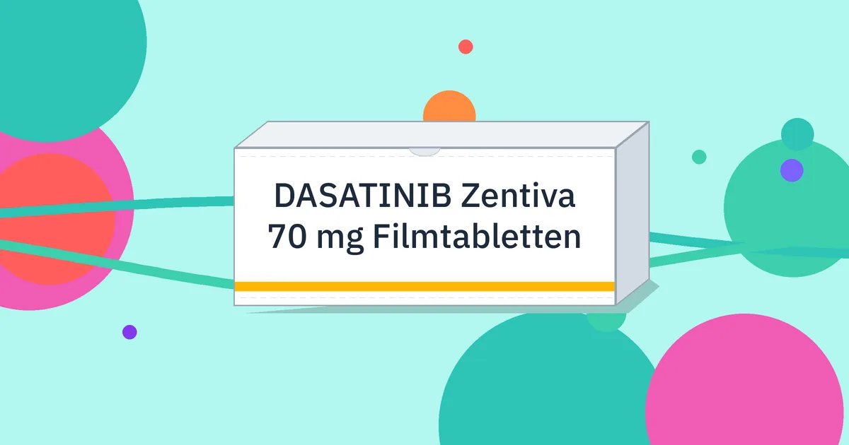 Symbolbild: Packung mit der Aufschrift DASATINIB Zentiva 70 mg Filmtabletten (PZN 15592006) – Verfügbarkeit und Bezug in Apotheken in Frankfurt am Main