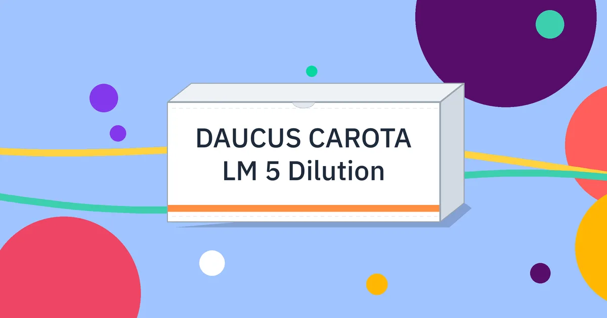 Symbolbild: Packung mit der Aufschrift DAUCUS CAROTA LM 5 Dilution (PZN 13462742) – Verfügbarkeit und Bezug in Apotheken in Frankfurt am Main