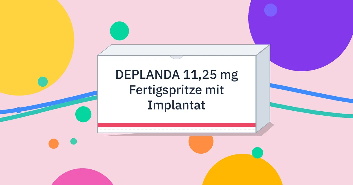 Symbolbild: Packung mit der Aufschrift DEPLANDA 11,25 mg Fertigspritze mit Implantat (PZN 19156673) – Verfügbarkeit und Bezug in Apotheken in Frankfurt am Main