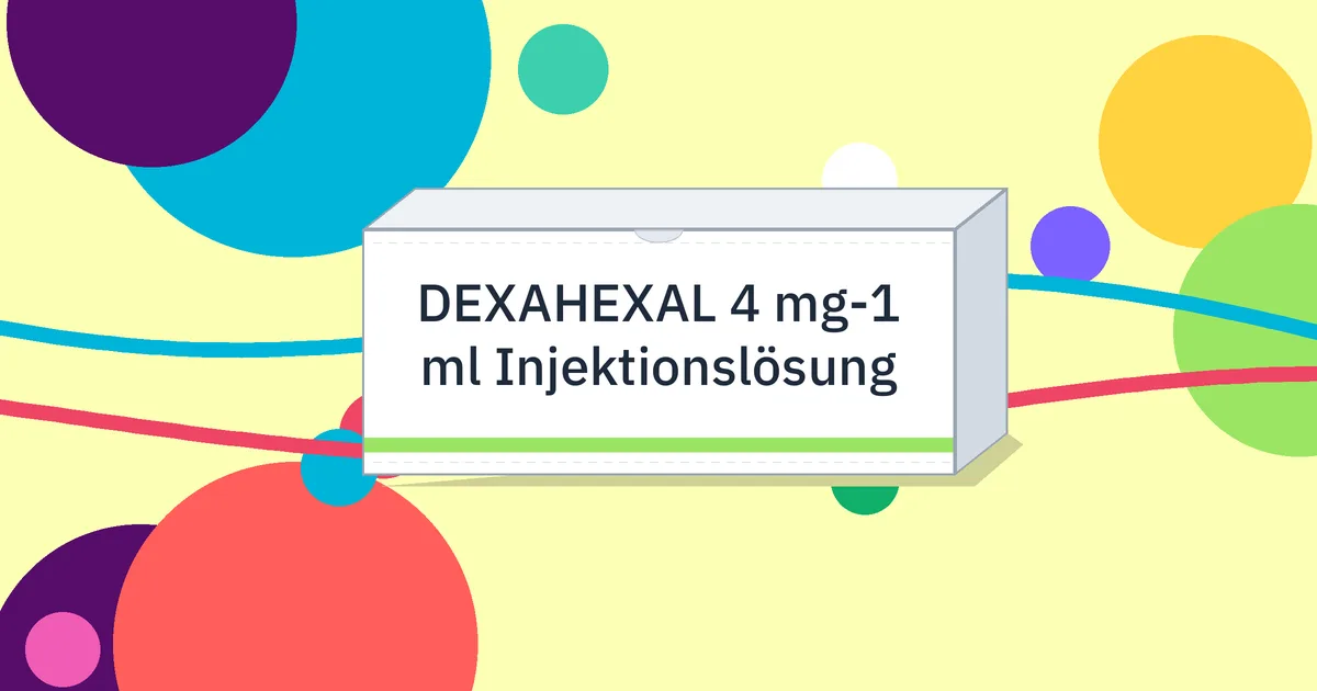Symbolbild: Packung mit der Aufschrift DEXAHEXAL 4 mg-1 ml Injektionslösung (PZN 01276879) – Verfügbarkeit und Bezug in Apotheken in Frankfurt am Main