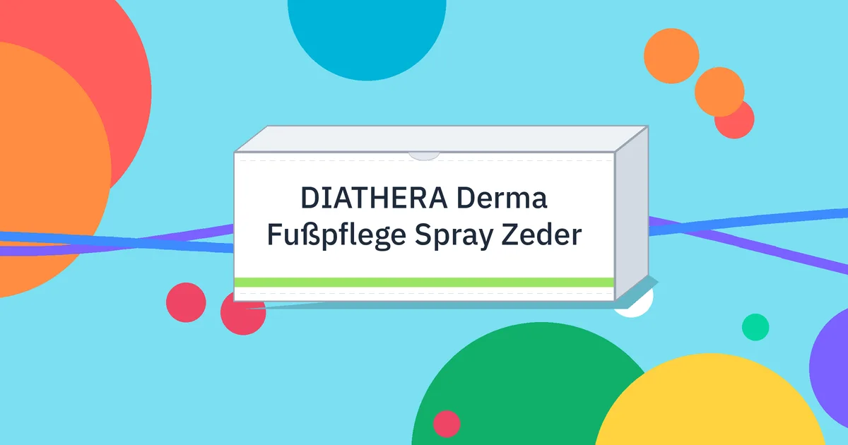 Symbolbild: Packung mit der Aufschrift DIATHERA Derma Fußpflege Spray Zeder (PZN 20583512) – Verfügbarkeit und Bezug in Apotheken in Frankfurt am Main