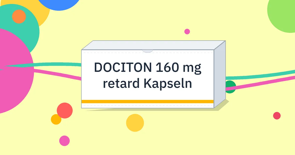 Symbolbild: Packung mit der Aufschrift DOCITON 160 mg retard Kapseln (PZN 07392629) – Verfügbarkeit und Bezug in Apotheken in Frankfurt am Main