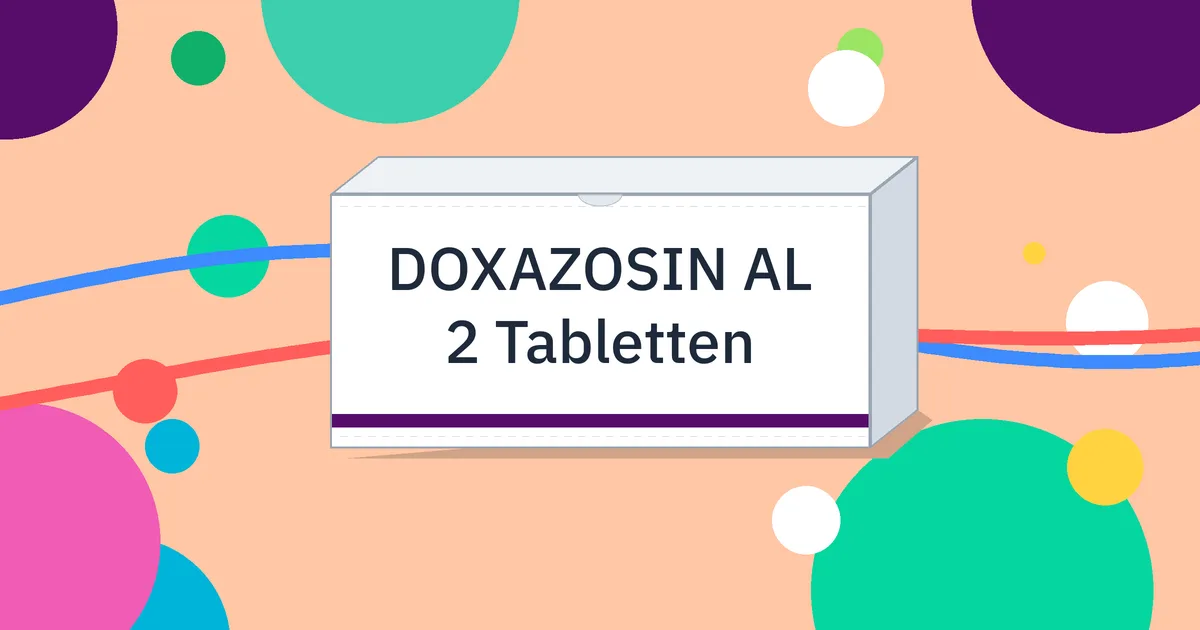 Symbolbild: Packung mit der Aufschrift DOXAZOSIN AL 2 Tabletten (PZN 00629904) – Verfügbarkeit und Bezug in Apotheken in Frankfurt am Main