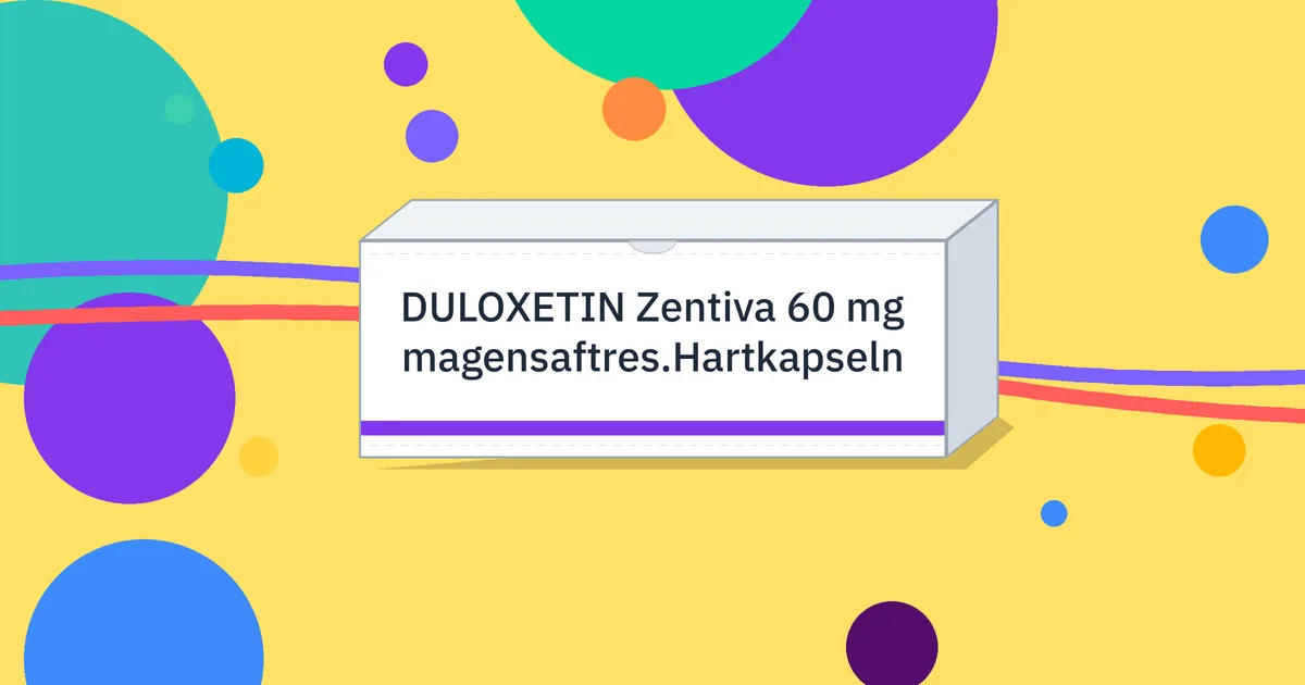 Symbolbild: Packung mit der Aufschrift DULOXETIN Zentiva 60 mg magensaftres.Hartkapseln (PZN 18230841) – Verfügbarkeit und Bezug in Apotheken in Frankfurt am Main