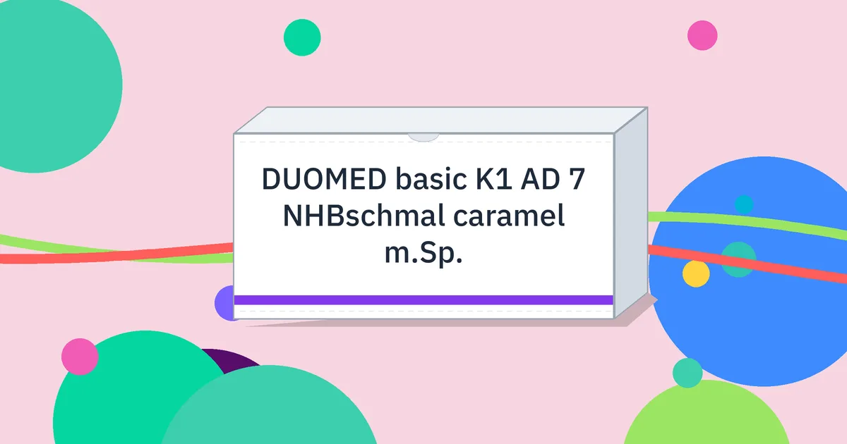 Symbolbild: Packung mit der Aufschrift DUOMED basic K1 AD 7 NHBschmal caramel m.Sp. (PZN 20903684) – Verfügbarkeit und Bezug in Apotheken in Frankfurt am Main
