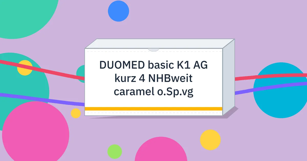 Symbolbild: Packung mit der Aufschrift DUOMED basic K1 AG kurz 4 NHBweit caramel o.Sp.vg (PZN 20904933) – Verfügbarkeit und Bezug in Apotheken in Frankfurt am Main