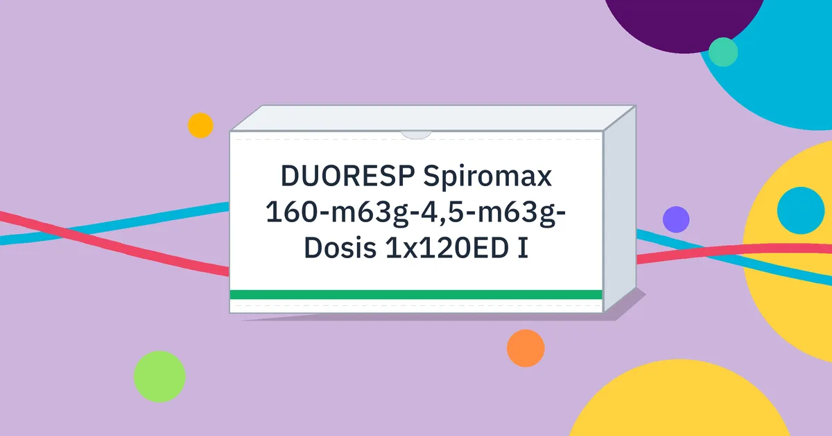 Symbolbild: Packung mit der Aufschrift DUORESP Spiromax 160-m63g-4,5-m63g-Dosis 1x120ED I (PZN 11339807) – Verfügbarkeit und Bezug in Apotheken in Frankfurt am Main