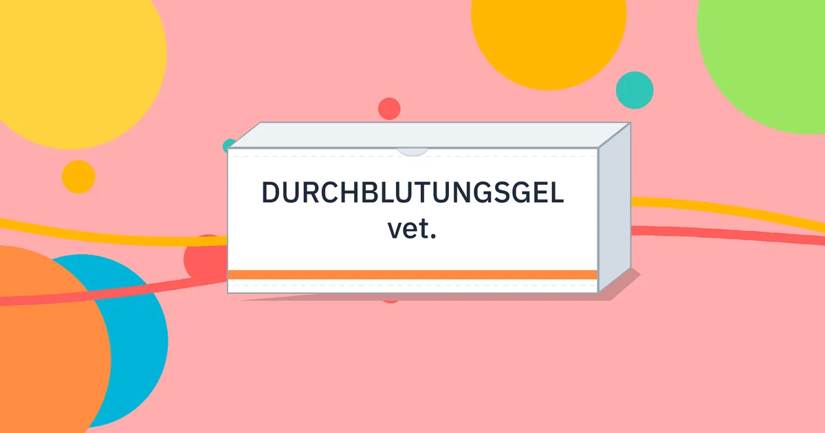 Symbolbild: Packung mit der Aufschrift DURCHBLUTUNGSGEL vet. (PZN 02488388) – Verfügbarkeit und Bezug in Apotheken in Frankfurt am Main