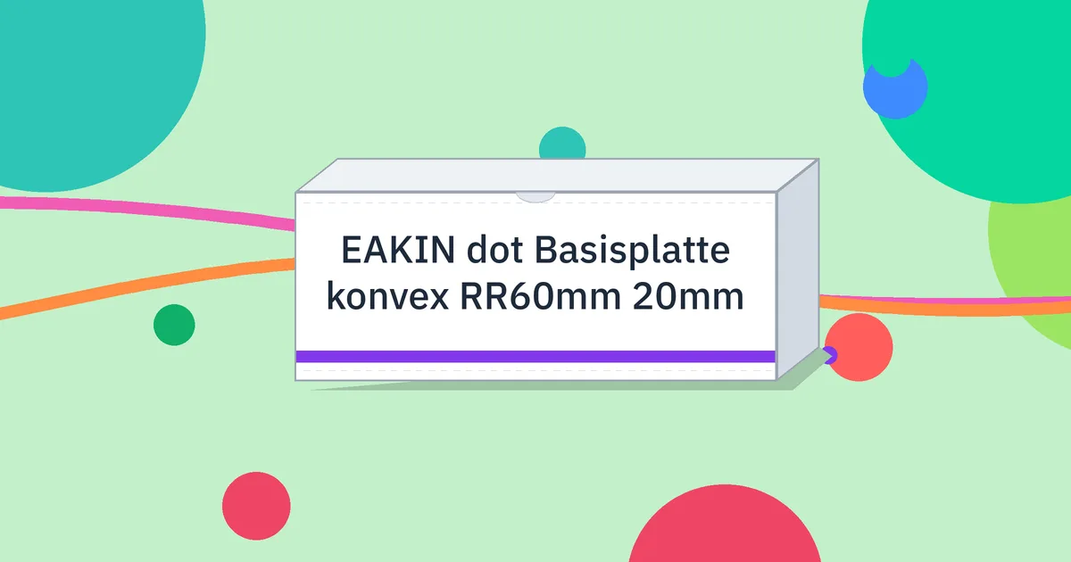 Symbolbild: Packung mit der Aufschrift EAKIN dot Basisplatte konvex RR60mm 20mm (PZN 15608894) – Verfügbarkeit und Bezug in Apotheken in Frankfurt am Main