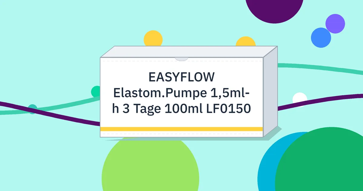 Symbolbild: Packung mit der Aufschrift EASYFLOW Elastom.Pumpe 1,5ml-h 3 Tage 100ml LF0150 (PZN 20190764) – Verfügbarkeit und Bezug in Apotheken in Frankfurt am Main