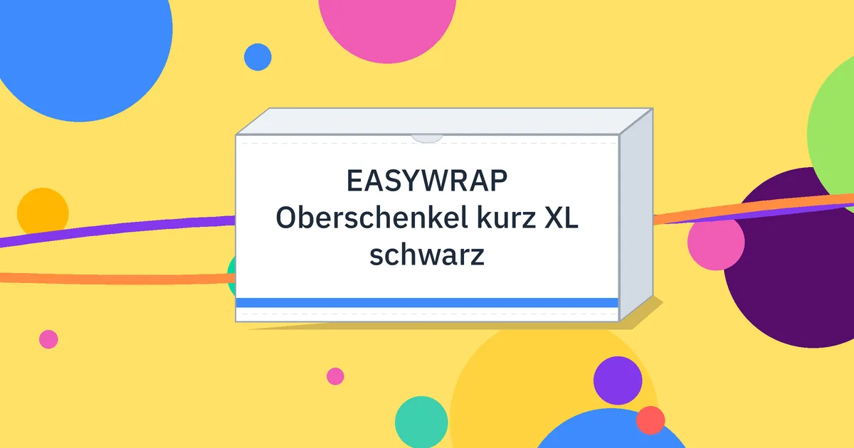 Symbolbild: Packung mit der Aufschrift EASYWRAP Oberschenkel kurz XL schwarz (PZN 18748928) – Verfügbarkeit und Bezug in Apotheken in Frankfurt am Main