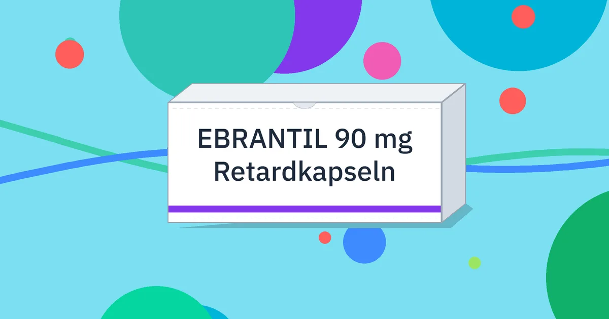 Symbolbild: Packung mit der Aufschrift EBRANTIL 90 mg Retardkapseln (PZN 02192908) – Verfügbarkeit und Bezug in Apotheken in Frankfurt am Main