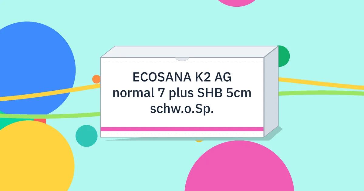Symbolbild: Packung mit der Aufschrift ECOSANA K2 AG normal 7 plus SHB 5cm schw.o.Sp. (PZN 01530450) – Verfügbarkeit und Bezug in Apotheken in Frankfurt am Main