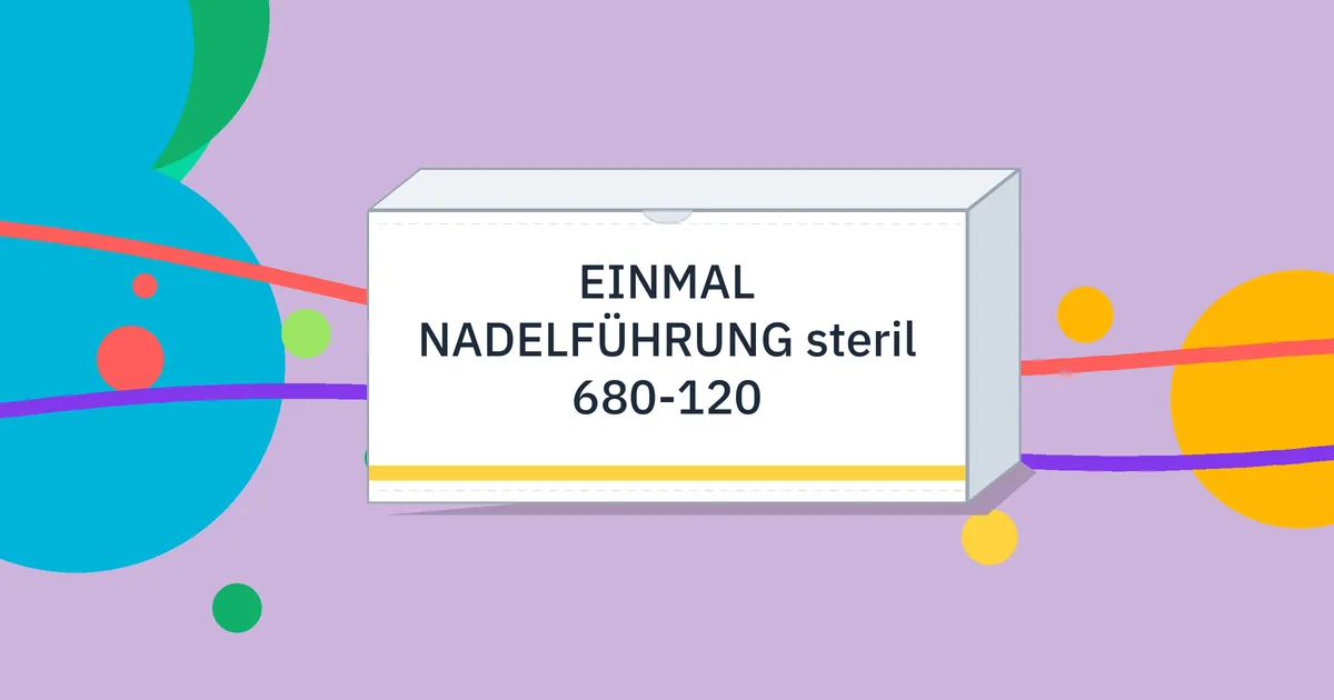 Symbolbild: Packung mit der Aufschrift EINMAL NADELFÜHRUNG steril 680-120 (PZN 16258663) – Verfügbarkeit und Bezug in Apotheken in Frankfurt am Main