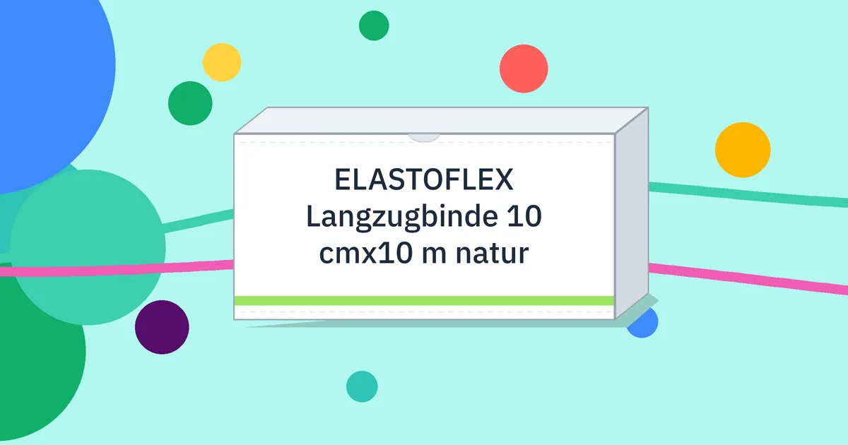 Symbolbild: Packung mit der Aufschrift ELASTOFLEX Langzugbinde 10 cmx10 m natur (PZN 17176192) – Verfügbarkeit und Bezug in Apotheken in Frankfurt am Main