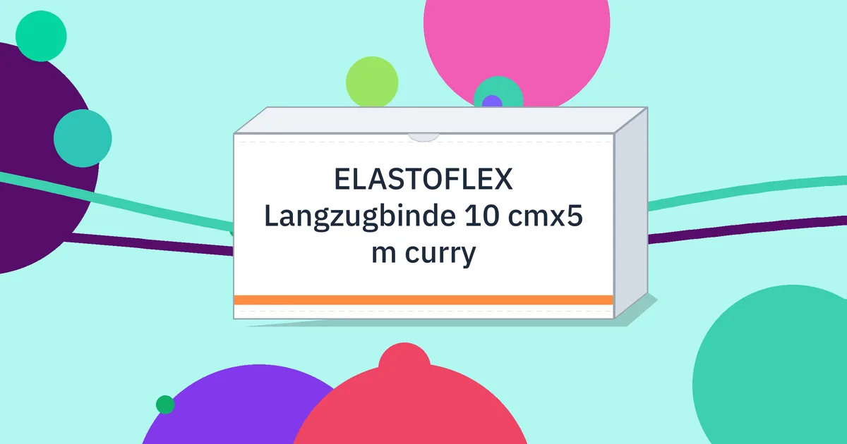 Symbolbild: Packung mit der Aufschrift ELASTOFLEX Langzugbinde 10 cmx5 m curry (PZN 17175413) – Verfügbarkeit und Bezug in Apotheken in Frankfurt am Main