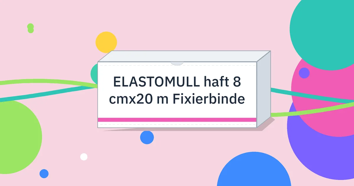 Symbolbild: Packung mit der Aufschrift ELASTOMULL haft 8 cmx20 m Fixierbinde (PZN 17309003) – Verfügbarkeit und Bezug in Apotheken in Frankfurt am Main