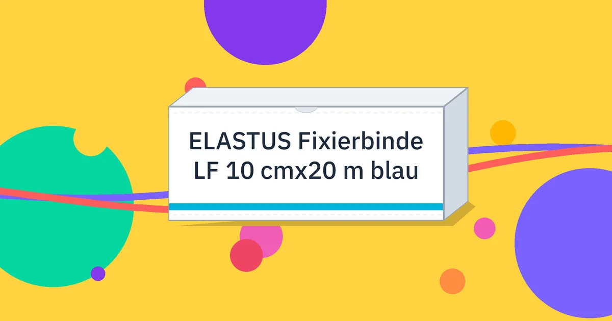 Symbolbild: Packung mit der Aufschrift ELASTUS Fixierbinde LF 10 cmx20 m blau (PZN 16331153) – Verfügbarkeit und Bezug in Apotheken in Frankfurt am Main