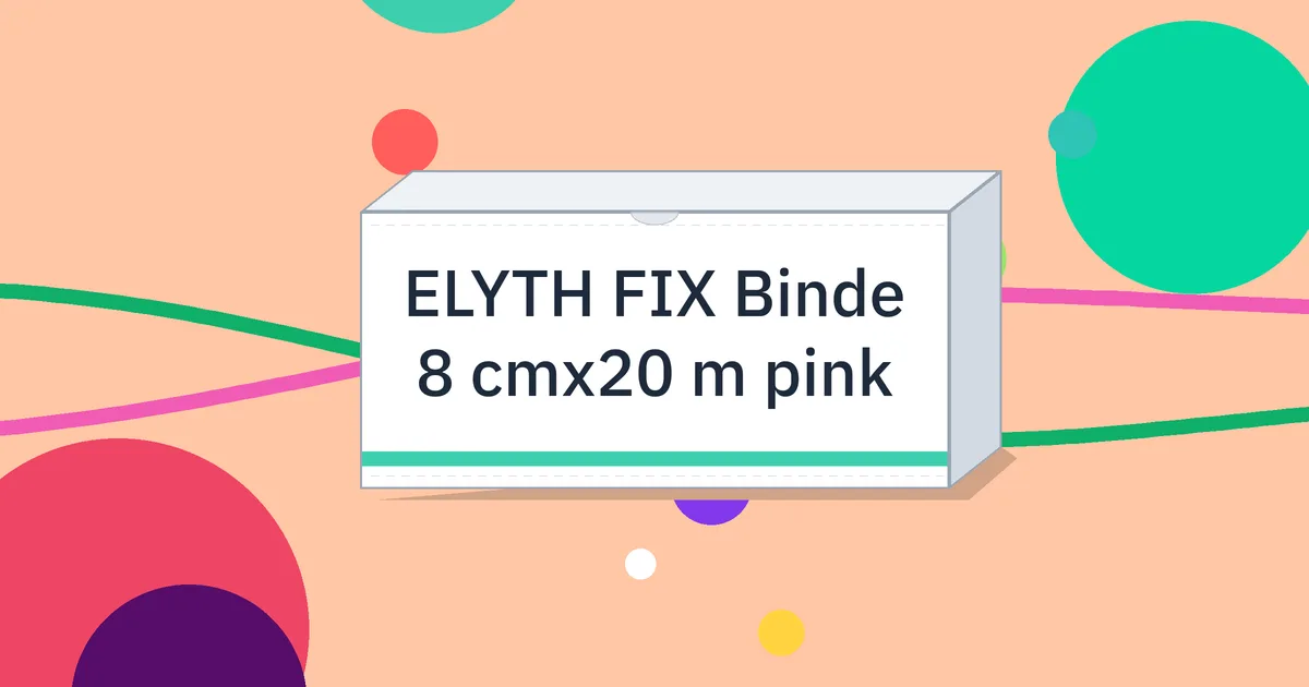 Symbolbild: Packung mit der Aufschrift ELYTH FIX Binde 8 cmx20 m pink (PZN 10537646) – Verfügbarkeit und Bezug in Apotheken in Frankfurt am Main