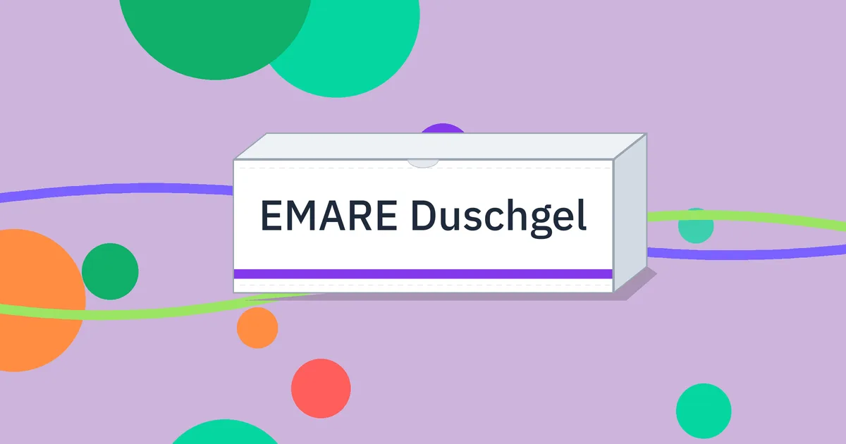 Symbolbild: Packung mit der Aufschrift EMARE Duschgel (PZN 10121704) – Verfügbarkeit und Bezug in Apotheken in Frankfurt am Main