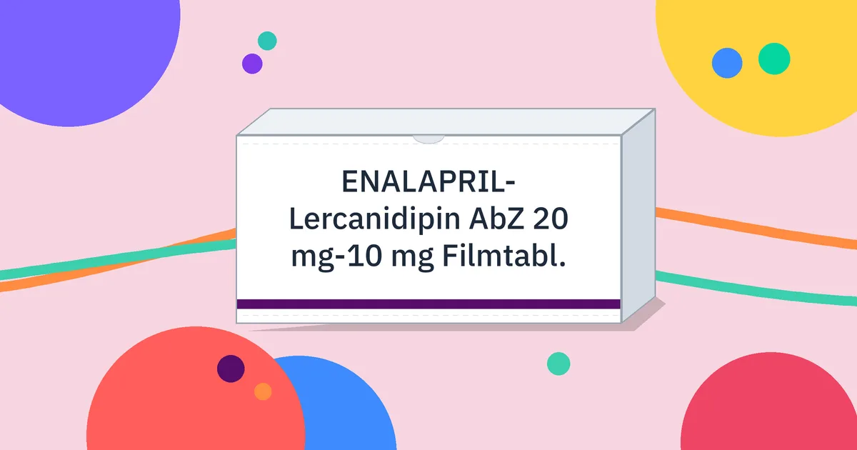Symbolbild: Packung mit der Aufschrift ENALAPRIL-Lercanidipin AbZ 20 mg-10 mg Filmtabl. (PZN 12346850) – Verfügbarkeit und Bezug in Apotheken in Frankfurt am Main