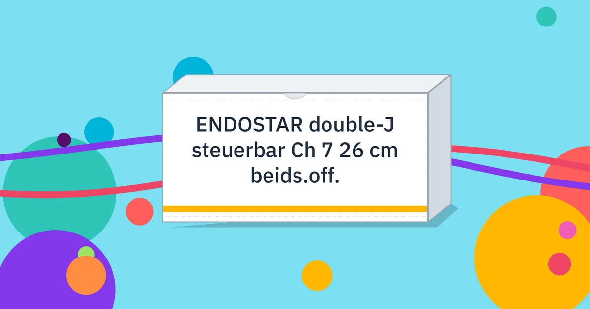 Symbolbild: Packung mit der Aufschrift ENDOSTAR double-J steuerbar Ch 7 26 cm beids.off. (PZN 00439730) – Verfügbarkeit und Bezug in Apotheken in Frankfurt am Main