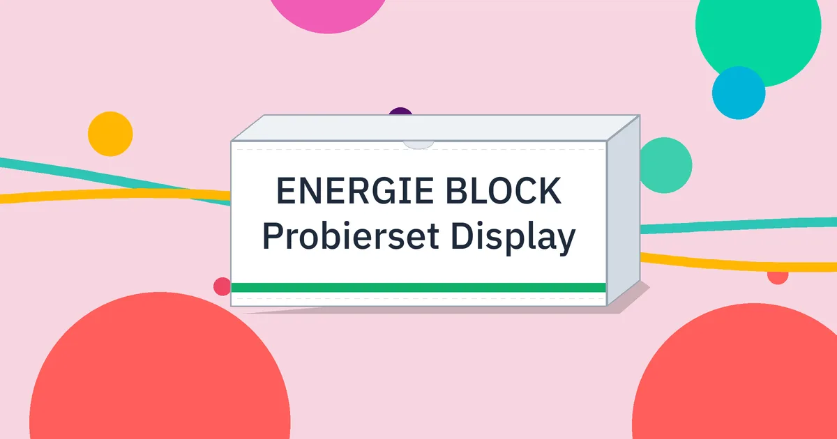 Symbolbild: Packung mit der Aufschrift ENERGIE BLOCK Probierset Display (PZN 20027811) – Verfügbarkeit und Bezug in Apotheken in Frankfurt am Main