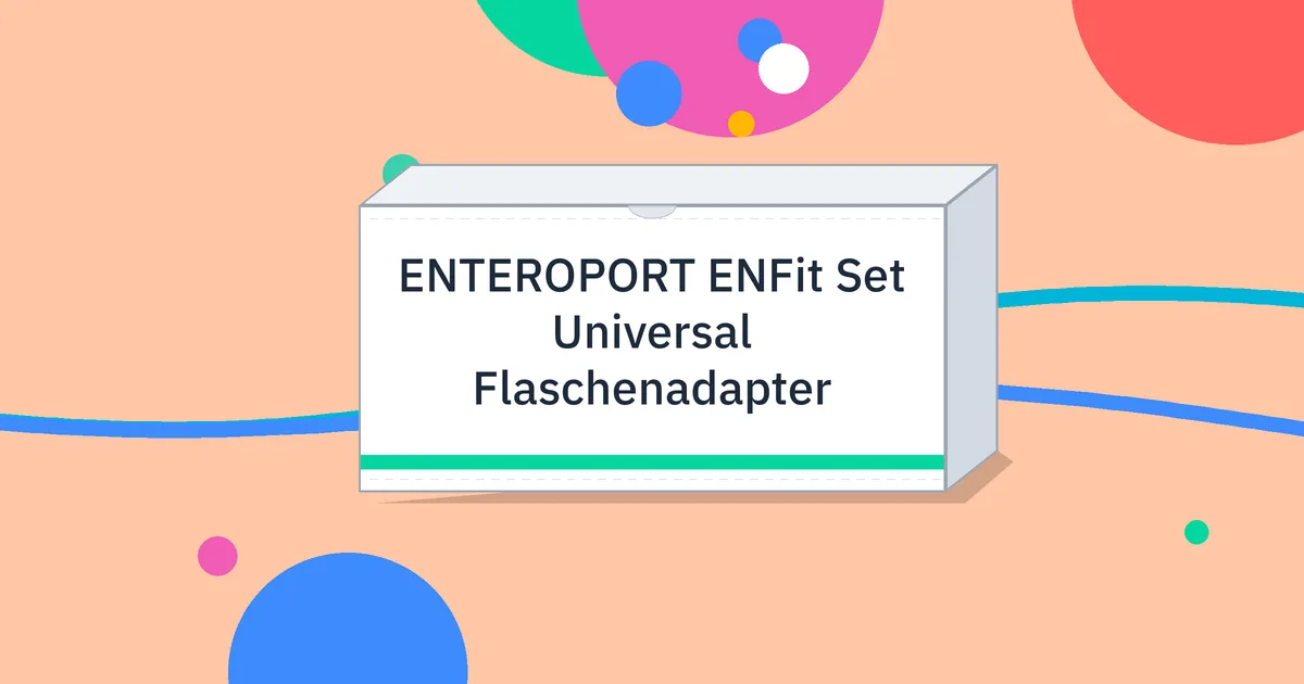 Symbolbild: Packung mit der Aufschrift ENTEROPORT ENFit Set Universal Flaschenadapter (PZN 19098668) – Verfügbarkeit und Bezug in Apotheken in Frankfurt am Main