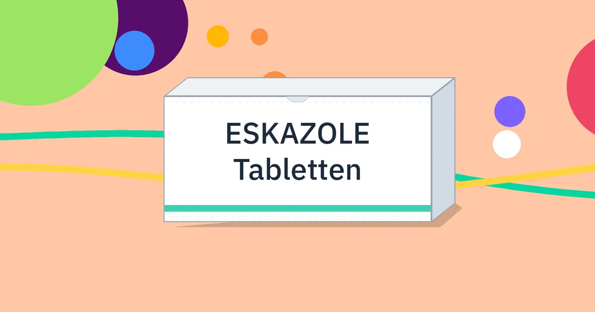 Symbolbild: Packung mit der Aufschrift ESKAZOLE Tabletten (PZN 07349579) – Verfügbarkeit und Bezug in Apotheken in Frankfurt am Main