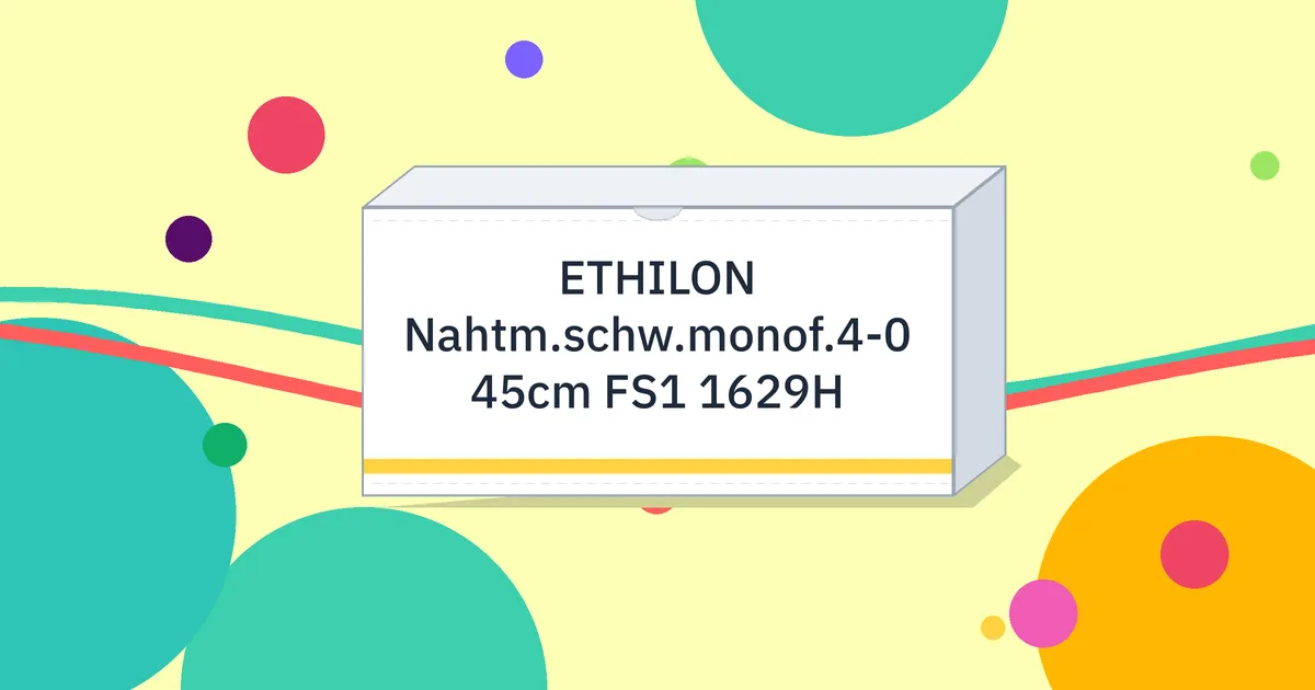 Symbolbild: Packung mit der Aufschrift ETHILON Nahtm.schw.monof.4-0 45cm FS1 1629H (PZN 16251974) – Verfügbarkeit und Bezug in Apotheken in Frankfurt am Main
