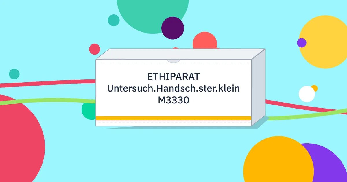 Symbolbild: Packung mit der Aufschrift ETHIPARAT Untersuch.Handsch.ster.klein M3330 (PZN 01656470) – Verfügbarkeit und Bezug in Apotheken in Frankfurt am Main