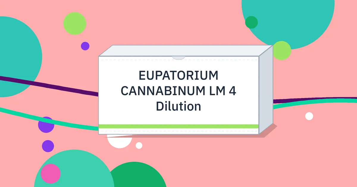 Symbolbild: Packung mit der Aufschrift EUPATORIUM CANNABINUM LM 4 Dilution (PZN 12845671) – Verfügbarkeit und Bezug in Apotheken in Frankfurt am Main