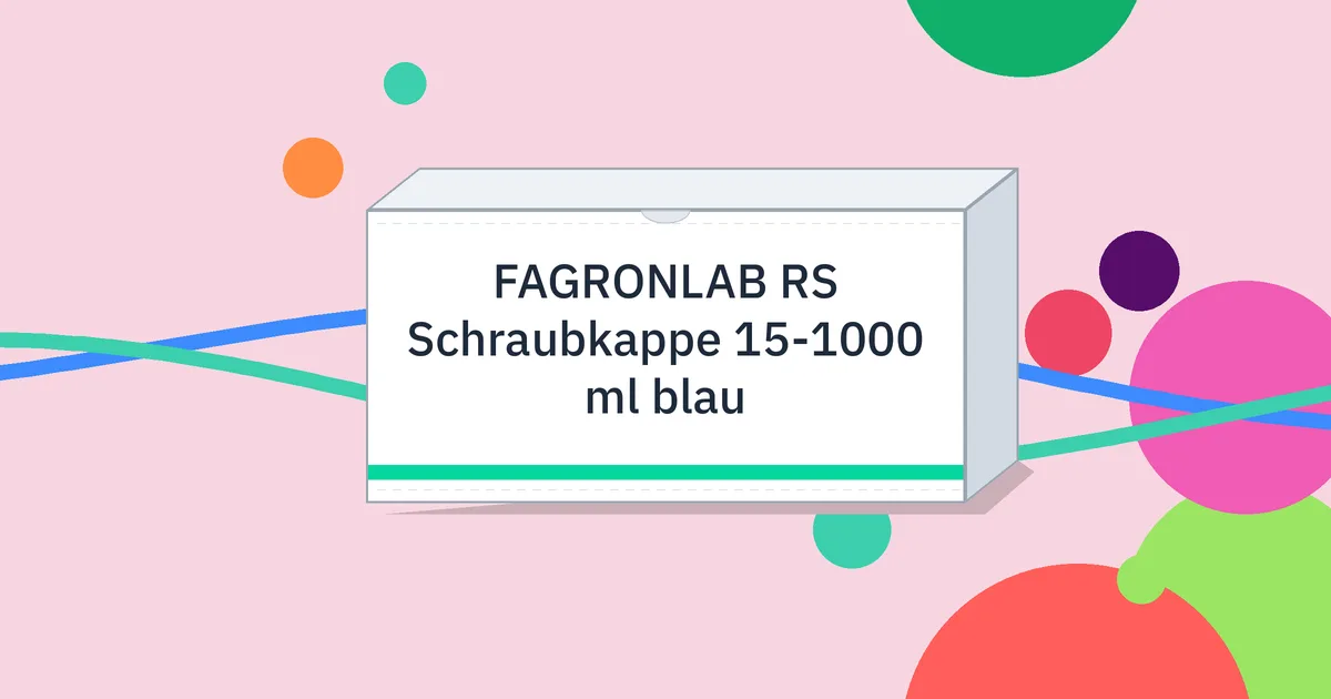 Symbolbild: Packung mit der Aufschrift FAGRONLAB RS Schraubkappe 15-1000 ml blau (PZN 20927779) – Verfügbarkeit und Bezug in Apotheken in Frankfurt am Main