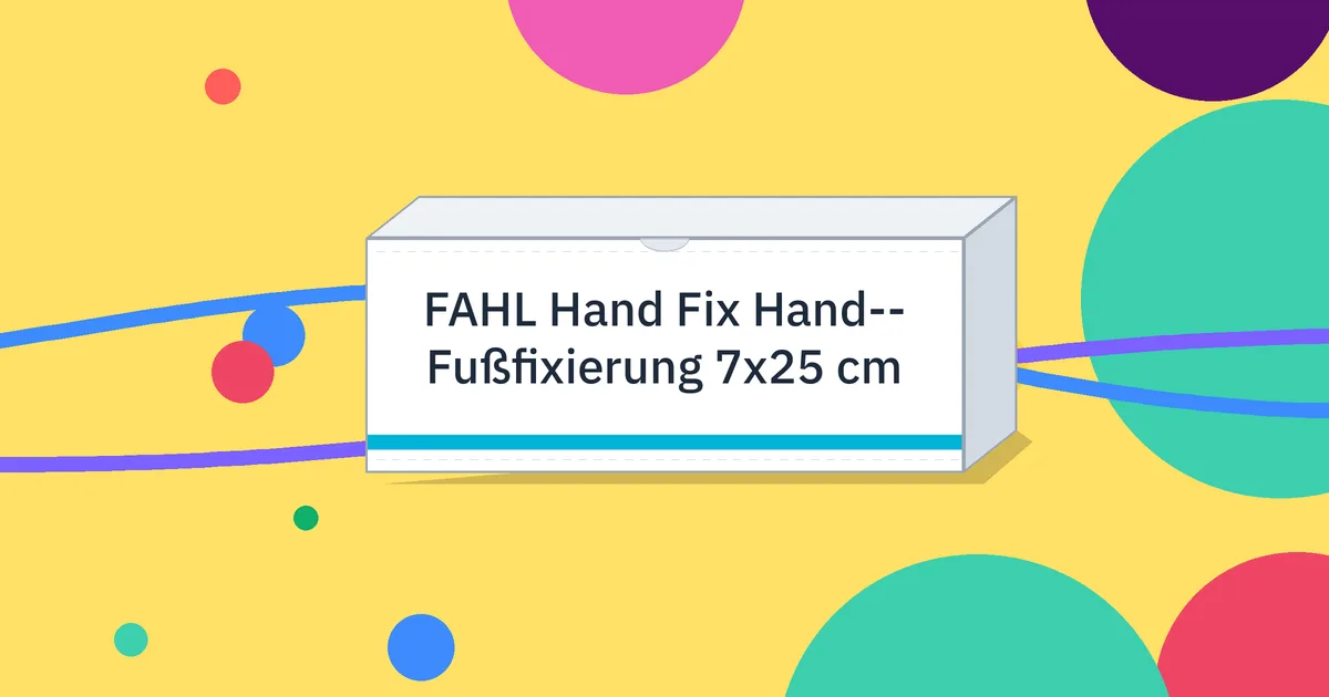 Symbolbild: Packung mit der Aufschrift FAHL Hand Fix Hand-- Fußfixierung 7x25 cm (PZN 19428232) – Verfügbarkeit und Bezug in Apotheken in Frankfurt am Main