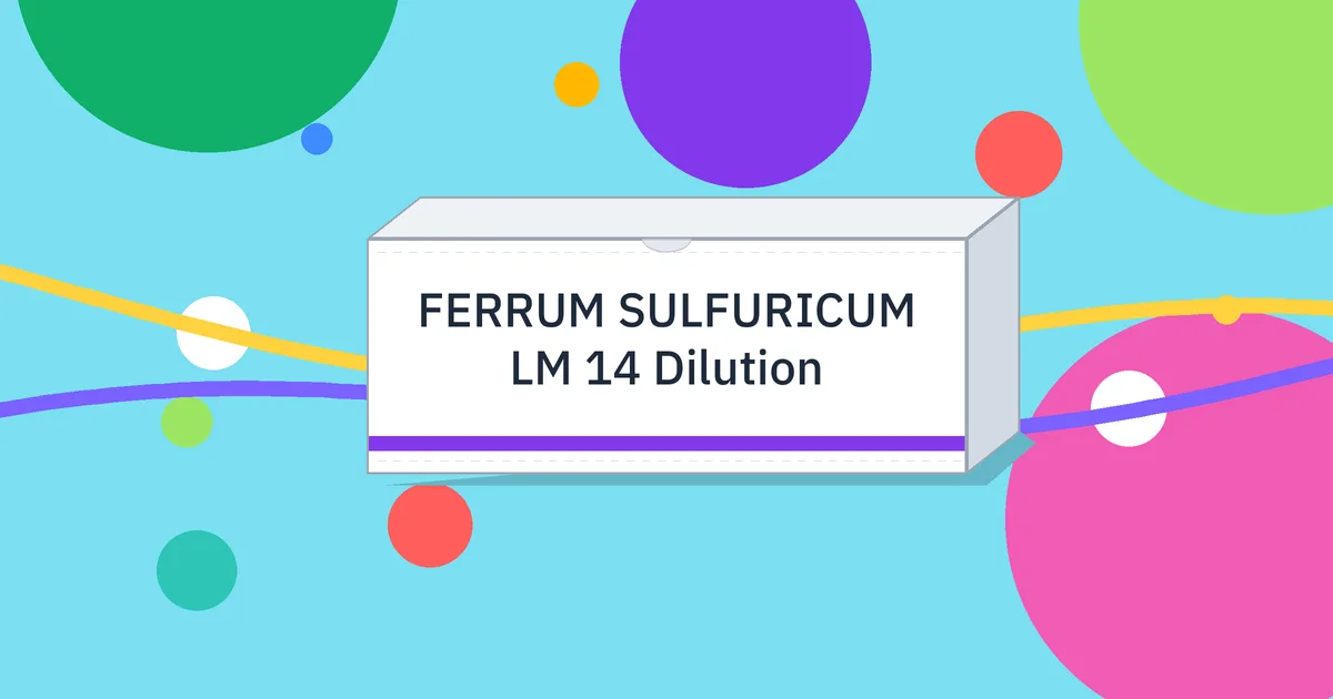 Symbolbild: Packung mit der Aufschrift FERRUM SULFURICUM LM 14 Dilution (PZN 12853529) – Verfügbarkeit und Bezug in Apotheken in Frankfurt am Main