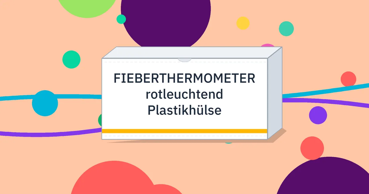 Symbolbild: Packung mit der Aufschrift FIEBERTHERMOMETER rotleuchtend Plastikhülse (PZN 01739641) – Verfügbarkeit und Bezug in Apotheken in Frankfurt am Main