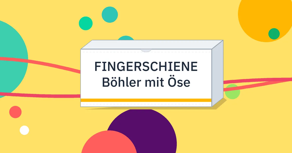 Symbolbild: Packung mit der Aufschrift FINGERSCHIENE Böhler mit Öse (PZN 19291891) – Verfügbarkeit und Bezug in Apotheken in Frankfurt am Main