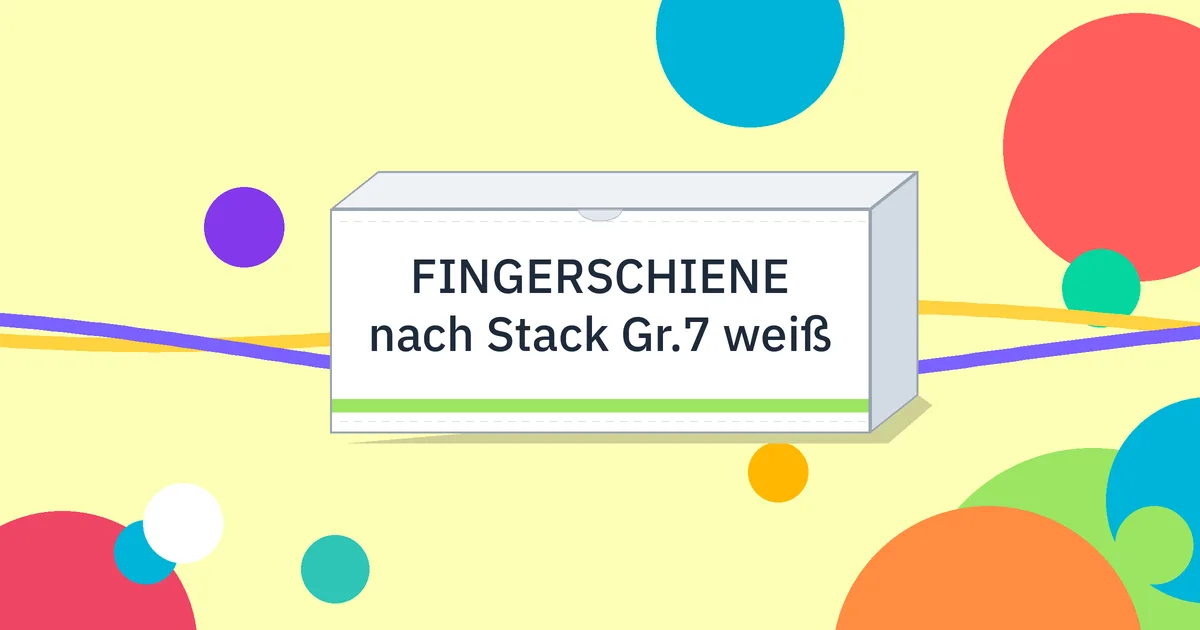 Symbolbild: Packung mit der Aufschrift FINGERSCHIENE nach Stack Gr.7 weiß (PZN 07010823) – Verfügbarkeit und Bezug in Apotheken in Frankfurt am Main