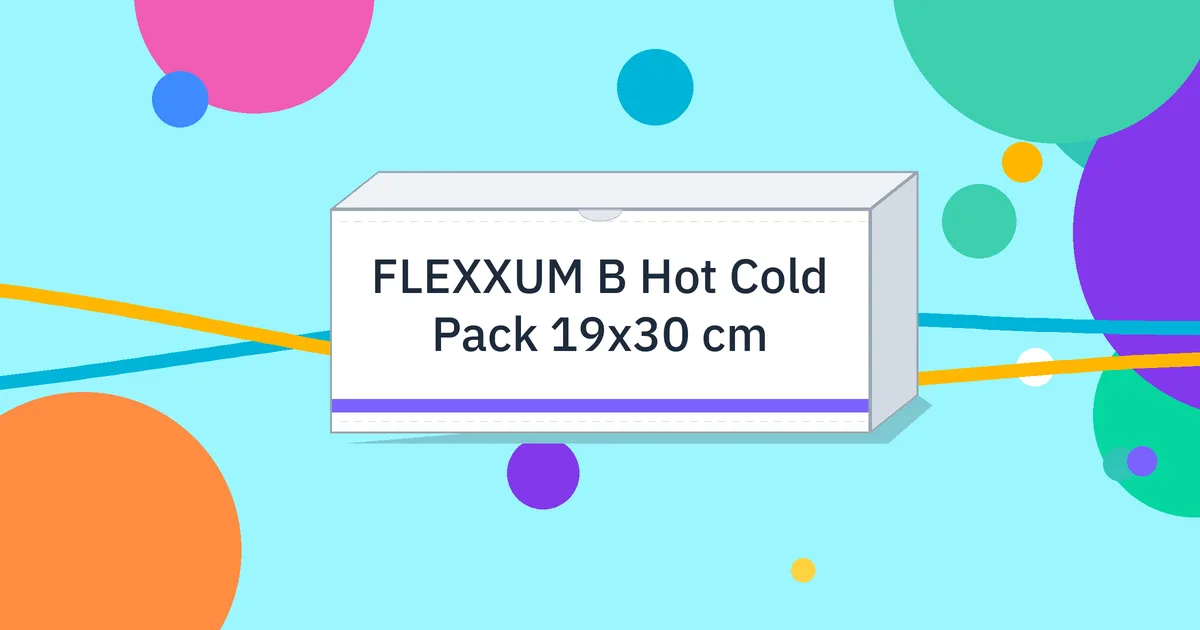 Symbolbild: Packung mit der Aufschrift FLEXXUM B Hot Cold Pack 19x30 cm (PZN 01621997) – Verfügbarkeit und Bezug in Apotheken in Frankfurt am Main