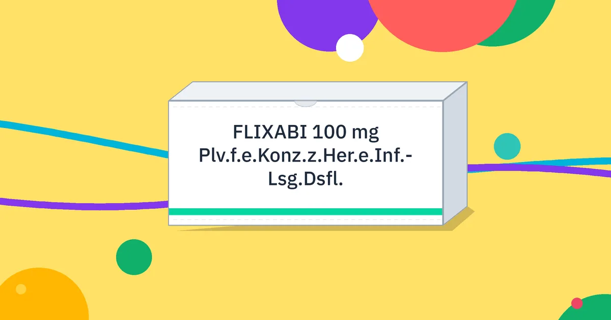 Symbolbild: Packung mit der Aufschrift FLIXABI 100 mg Plv.f.e.Konz.z.Her.e.Inf.-Lsg.Dsfl. (PZN 12501279) – Verfügbarkeit und Bezug in Apotheken in Frankfurt am Main