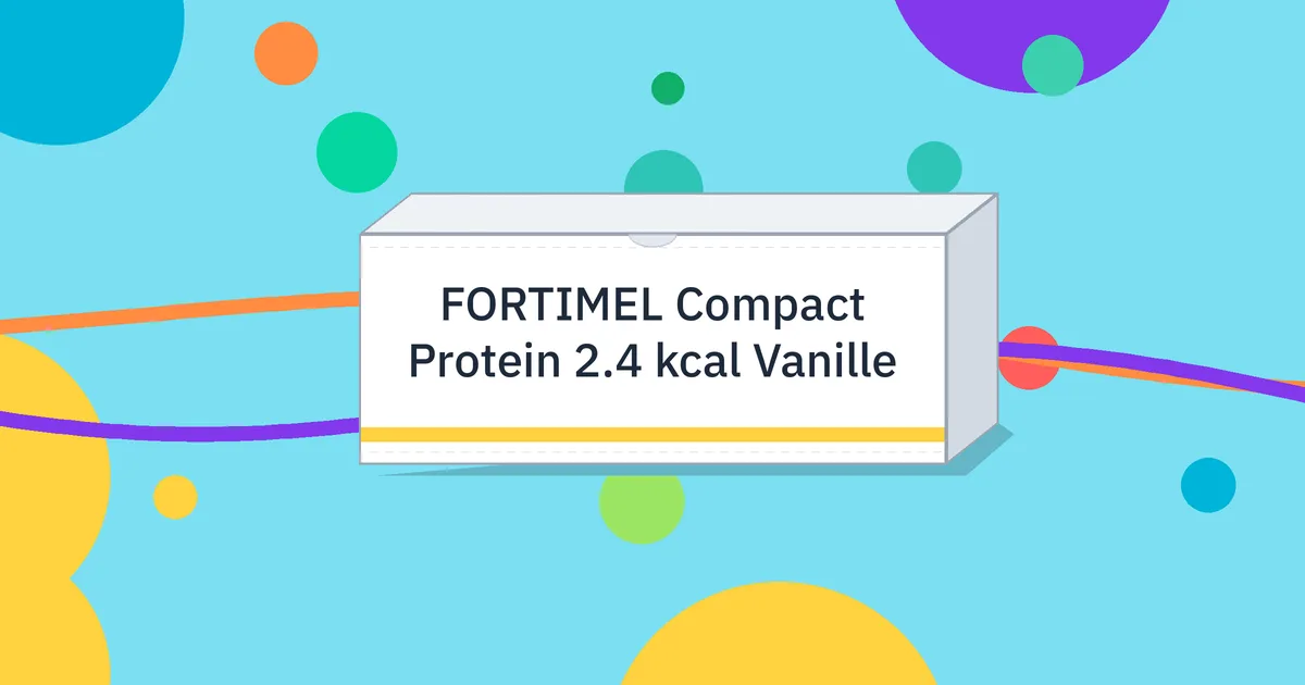 Symbolbild: Packung mit der Aufschrift FORTIMEL Compact Protein 2.4 kcal Vanille (PZN 19881635) – Verfügbarkeit und Bezug in Apotheken in Frankfurt am Main